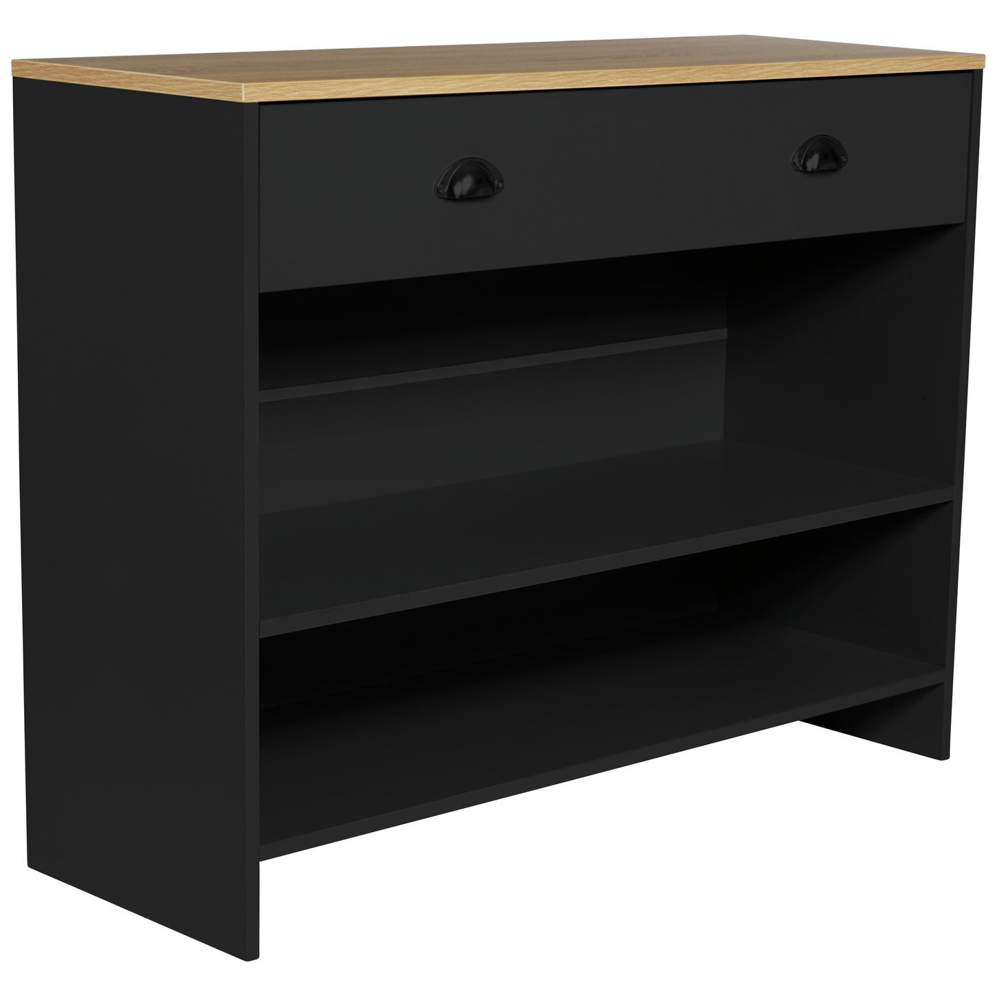 Lloyd Pascal Linwood 1 Drawer Console Table - Black & Oak by Argos ...