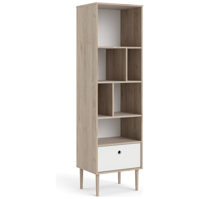 FTG Rome Narrow Wood Bookcase - White & Oak by Argos | ufurnish.com