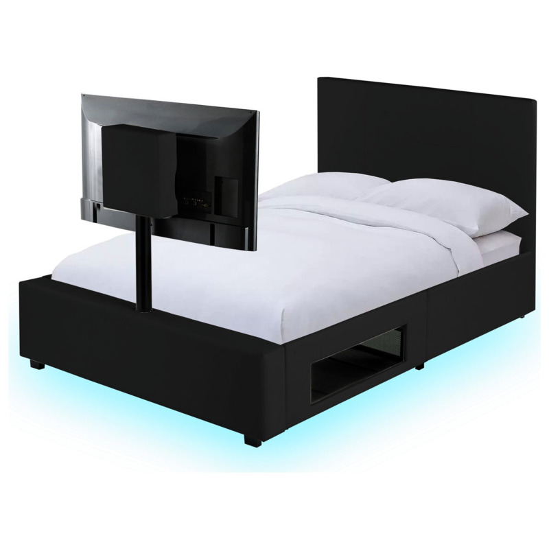 XR Living Ava Small Double TV Bed Frame - Black by Argos | ufurnish.com