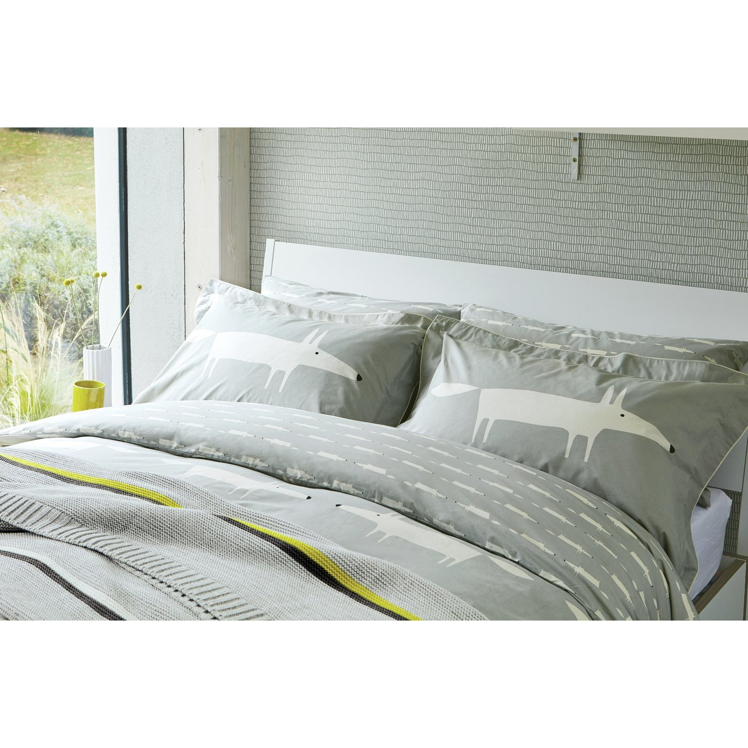 Scion Cotton Mr Fox Silver Bedding Set - Double by Argos | ufurnish.com