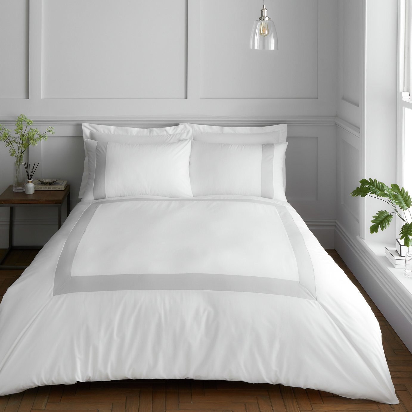 Bianca Cotton 180 TC Tailored White Bedding Set - Superking by Argos ...