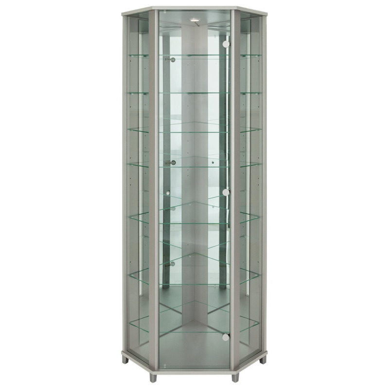 Argos Home 7 Shelf Glass Corner Display Cabinet - Silver by Argos ...