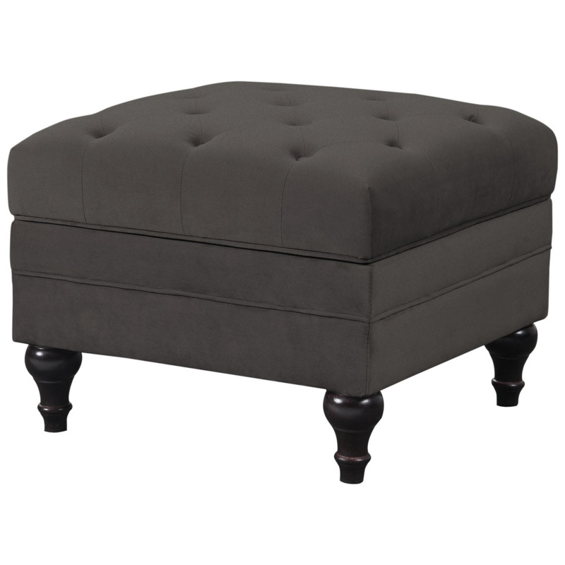 Habitat Chesterfield Velvet Footstool - Charcoal by Argos | ufurnish.com