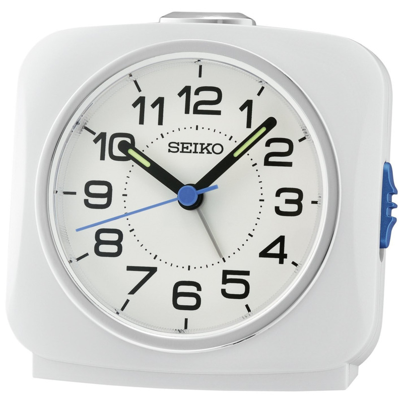 Seiko Clocks Square Sweep Analogue Alarm Clock - White by Argos ...