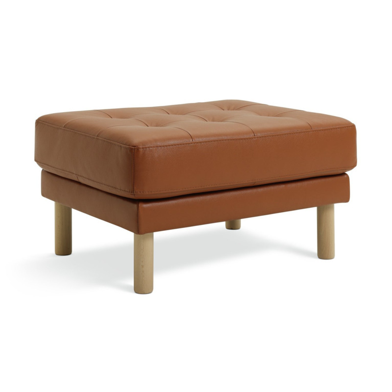Habitat Newell Leather Footstool - Tan by Argos | ufurnish.com