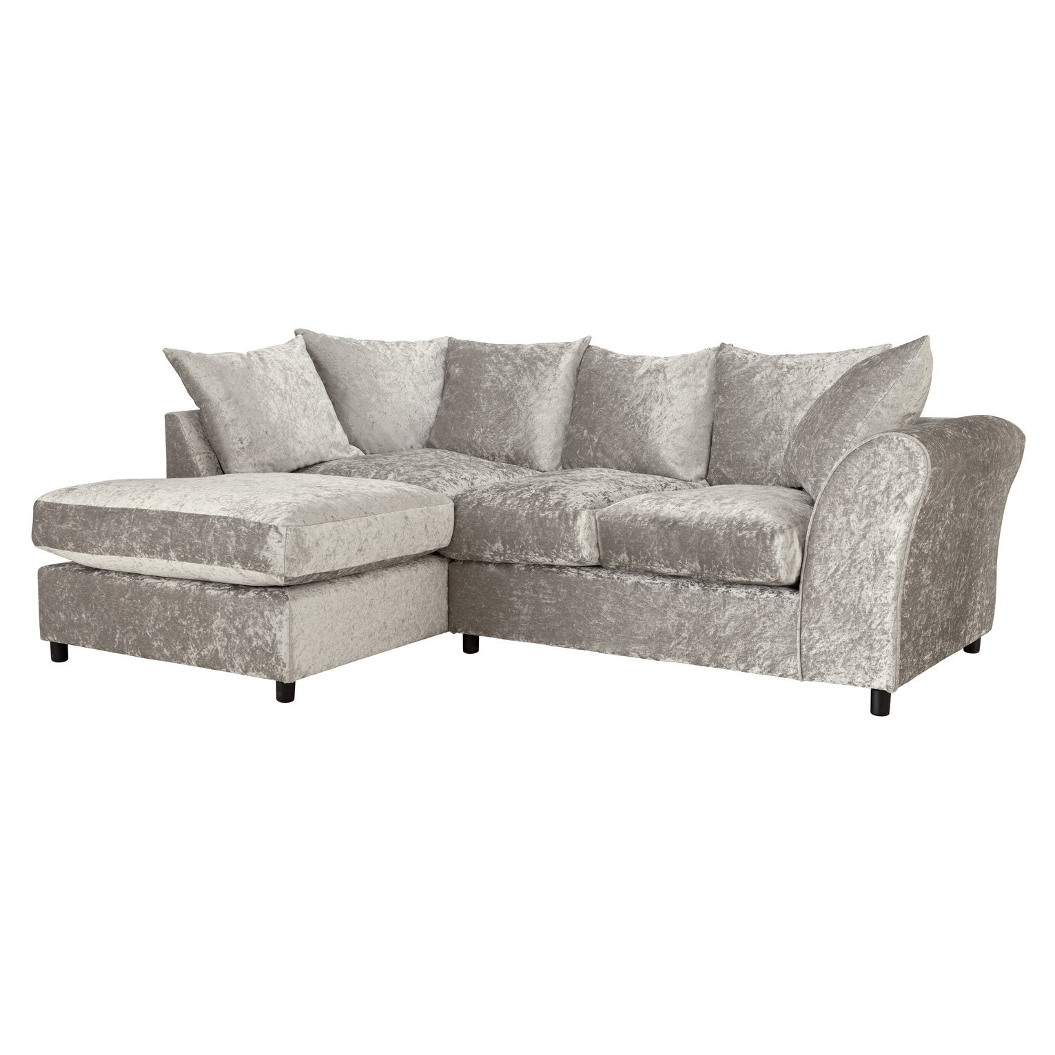 Argos Home Megan Velvet Right Hand Corner Chaise Sofa-Silver by Argos | ufurnish.com