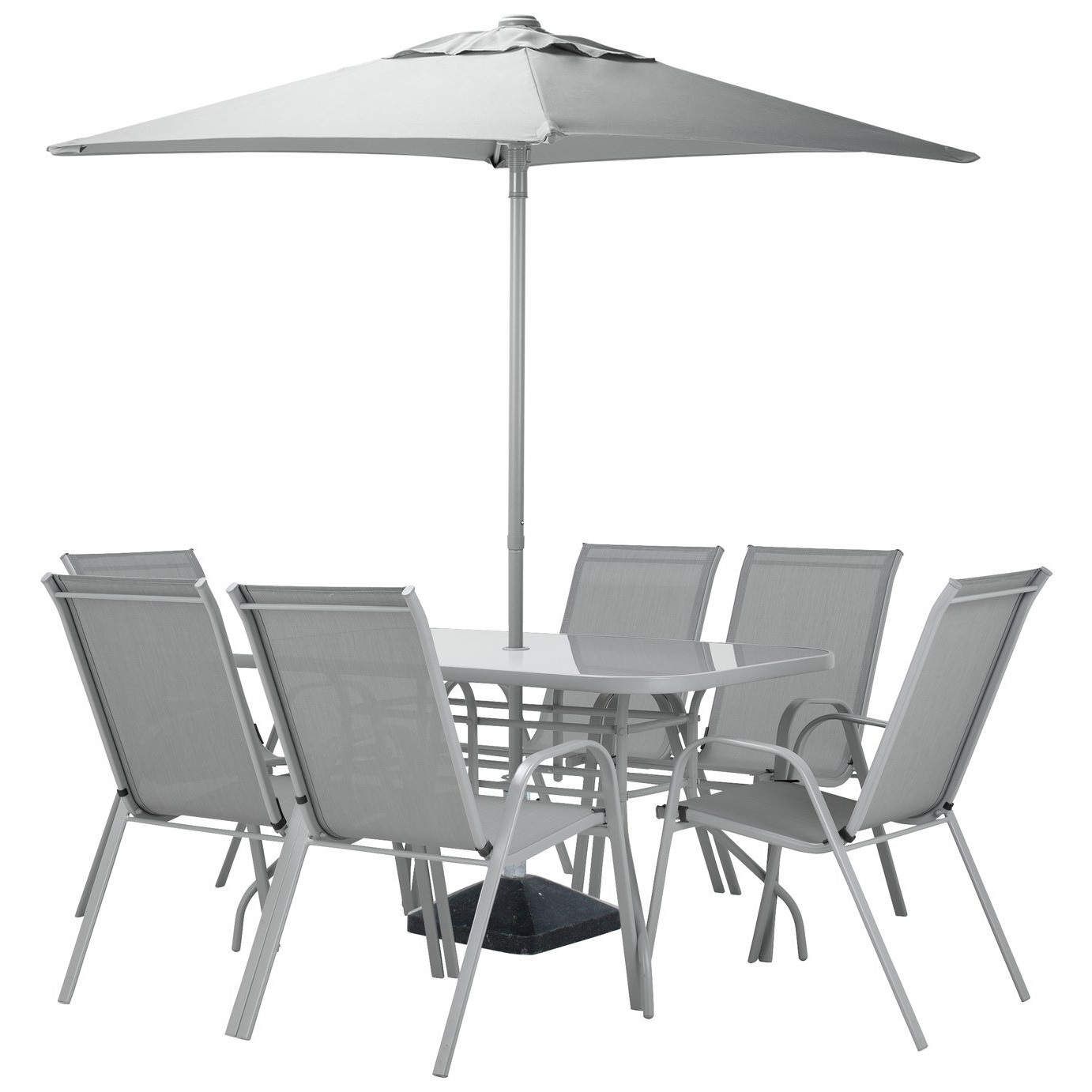 Argos Home Sicily 6 Seater Metal Patio Set - Grey by Argos | ufurnish.com