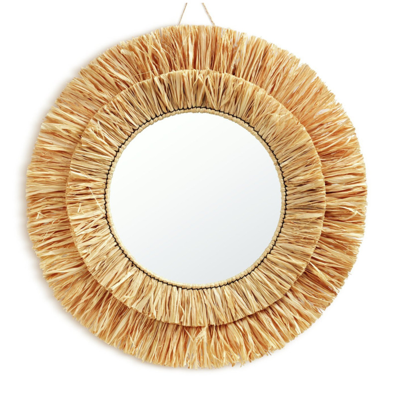 Habitat Fringed Round Wall Mirror - Natural - 57x57cm by Argos ...