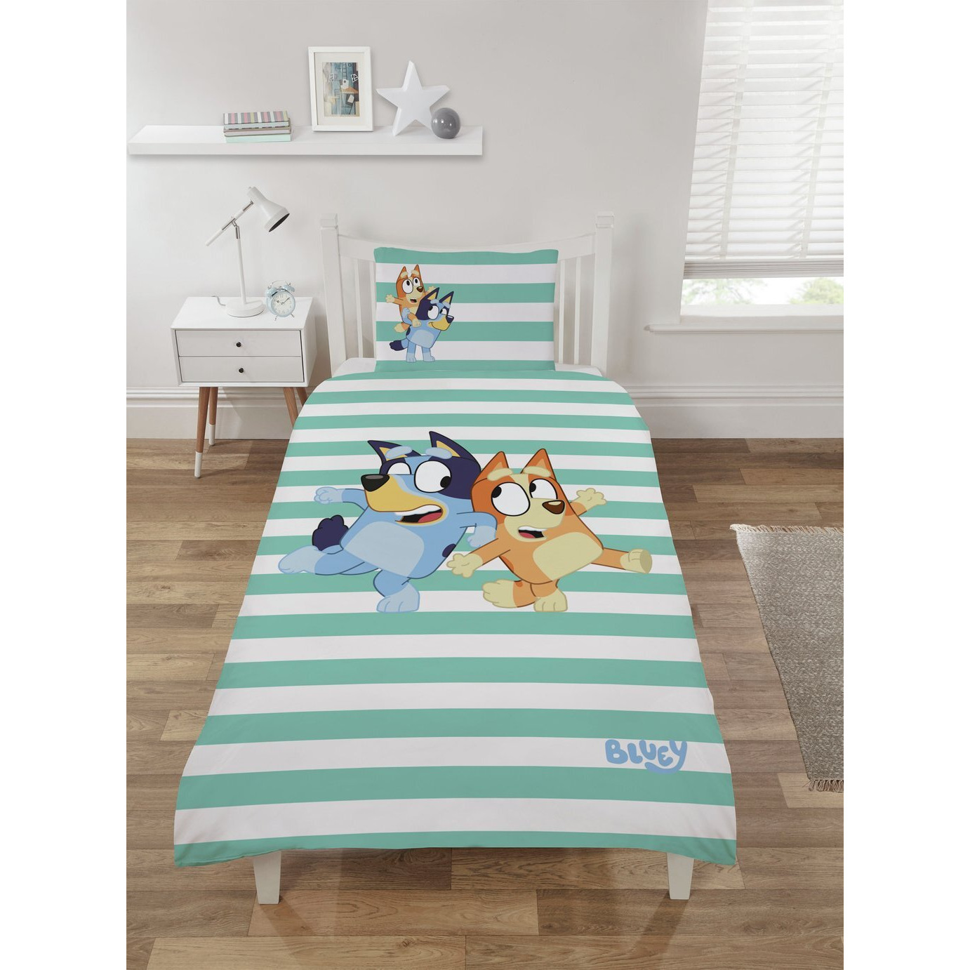 Bluey Cotton Blue and White Kids Bedding Set - Single by Argos ...