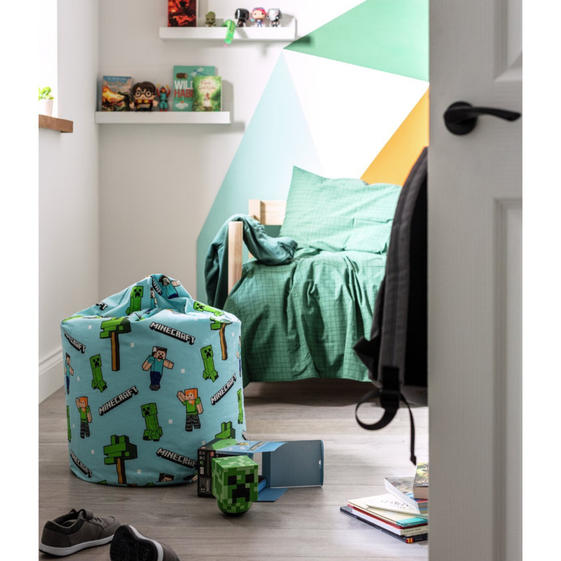 Minecraft Kids Epic Cotton Bean Bag - Blue by Argos | ufurnish.com