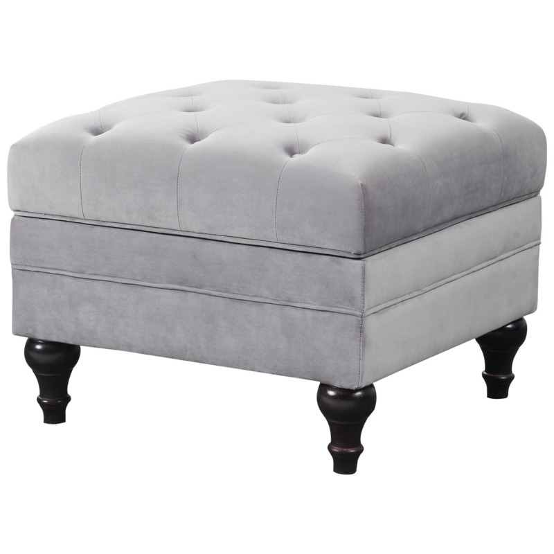 Habitat Chesterfield Velvet Storage Footstool - Light Grey by Argos ...