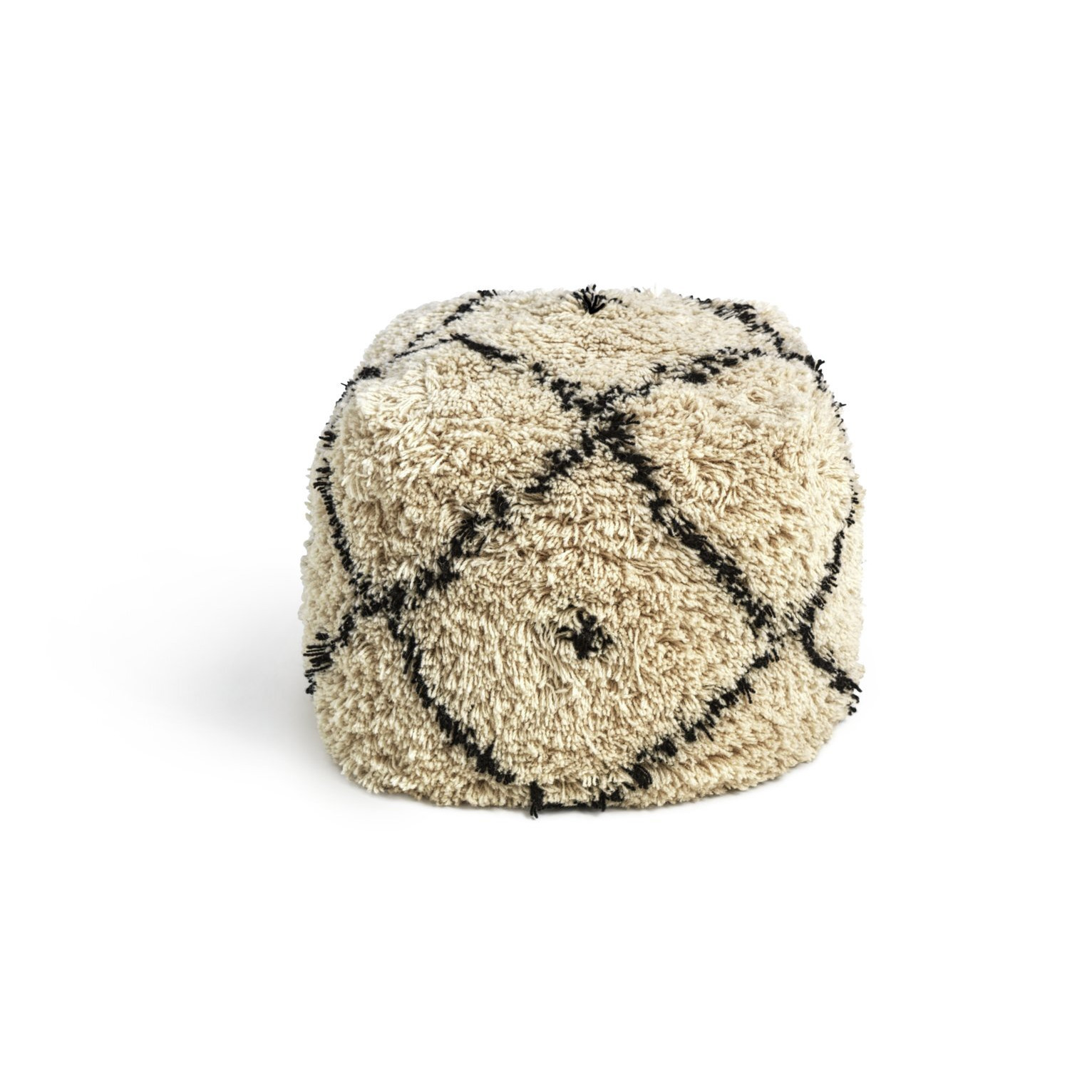 Kaikoo Gentry Wool Pouffe - White by Argos | ufurnish.com