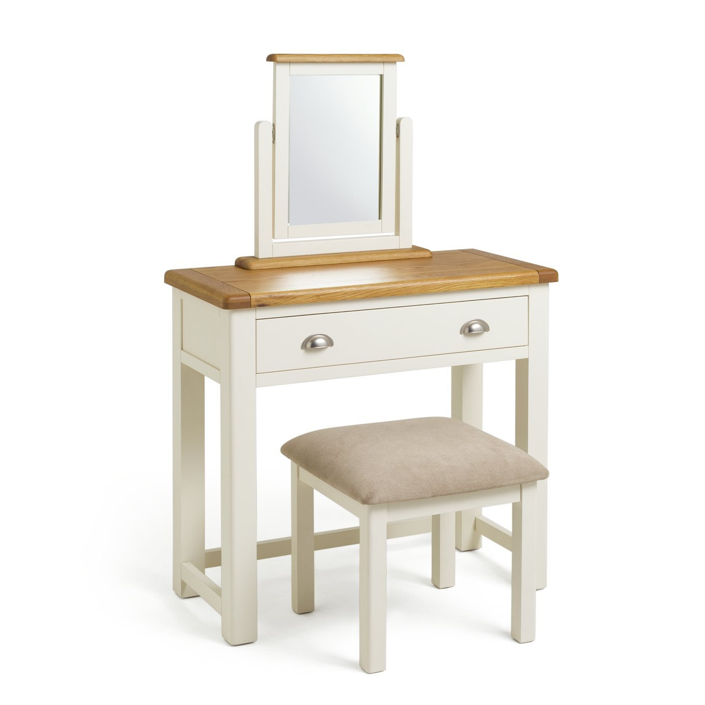 Habitat Kent Dressing Table, Stool Mirror - Cream/Oak by Argos ...