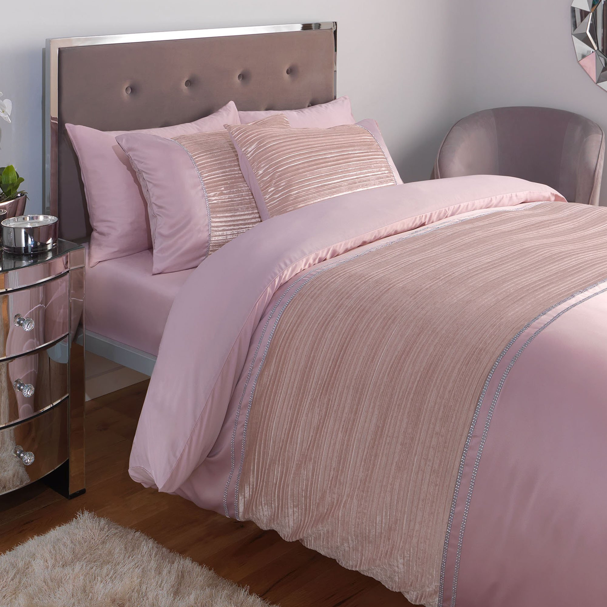 Argos Home Sparkle Velvet Blush Pink Bedding Set - Single by Argos ...