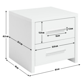 Argos Home Broadway 2Drw Bedside Table White Gloss by Argos ufurnish