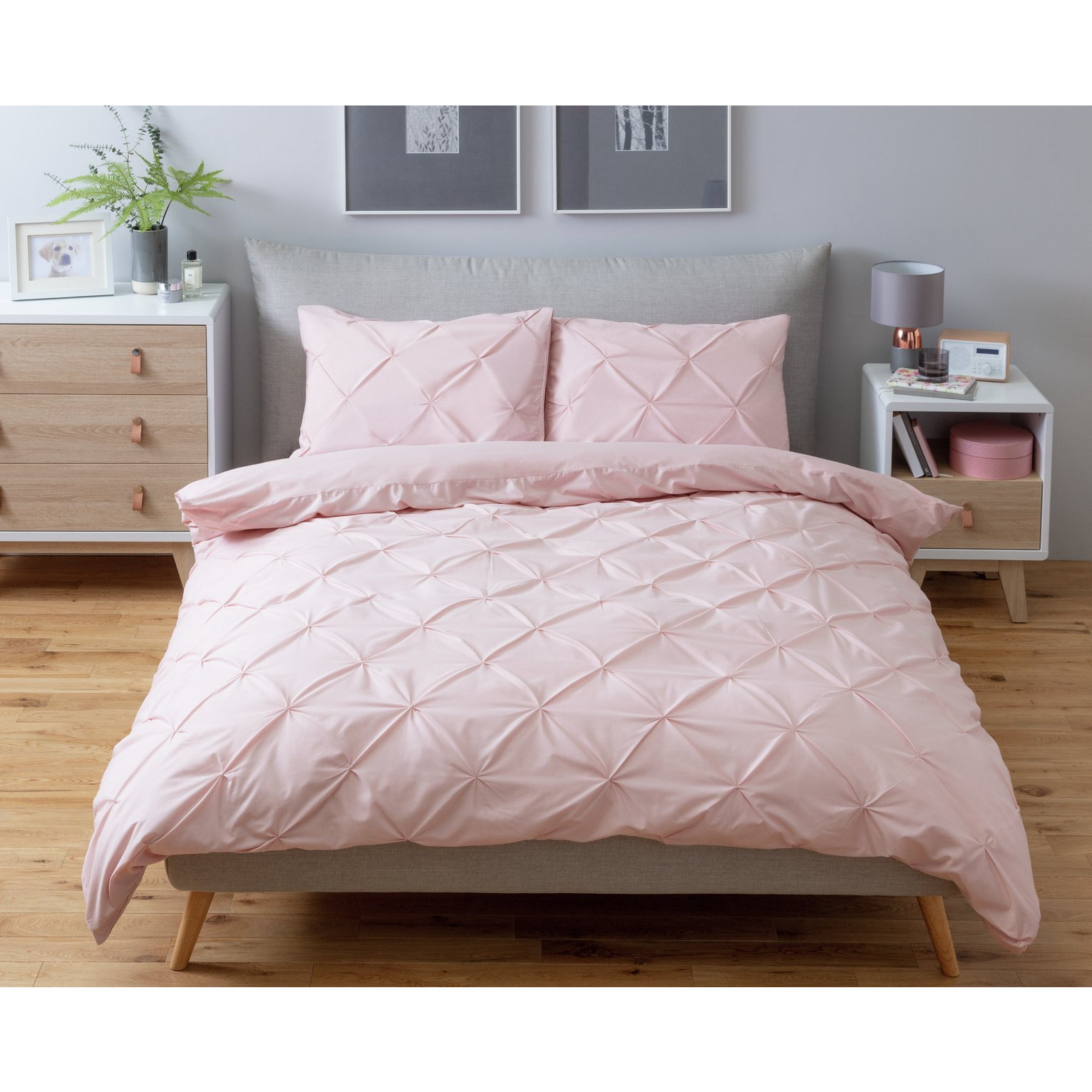 Habitat Hadley Pintuck Blush Pink Bedding Set - Superking by Argos ...