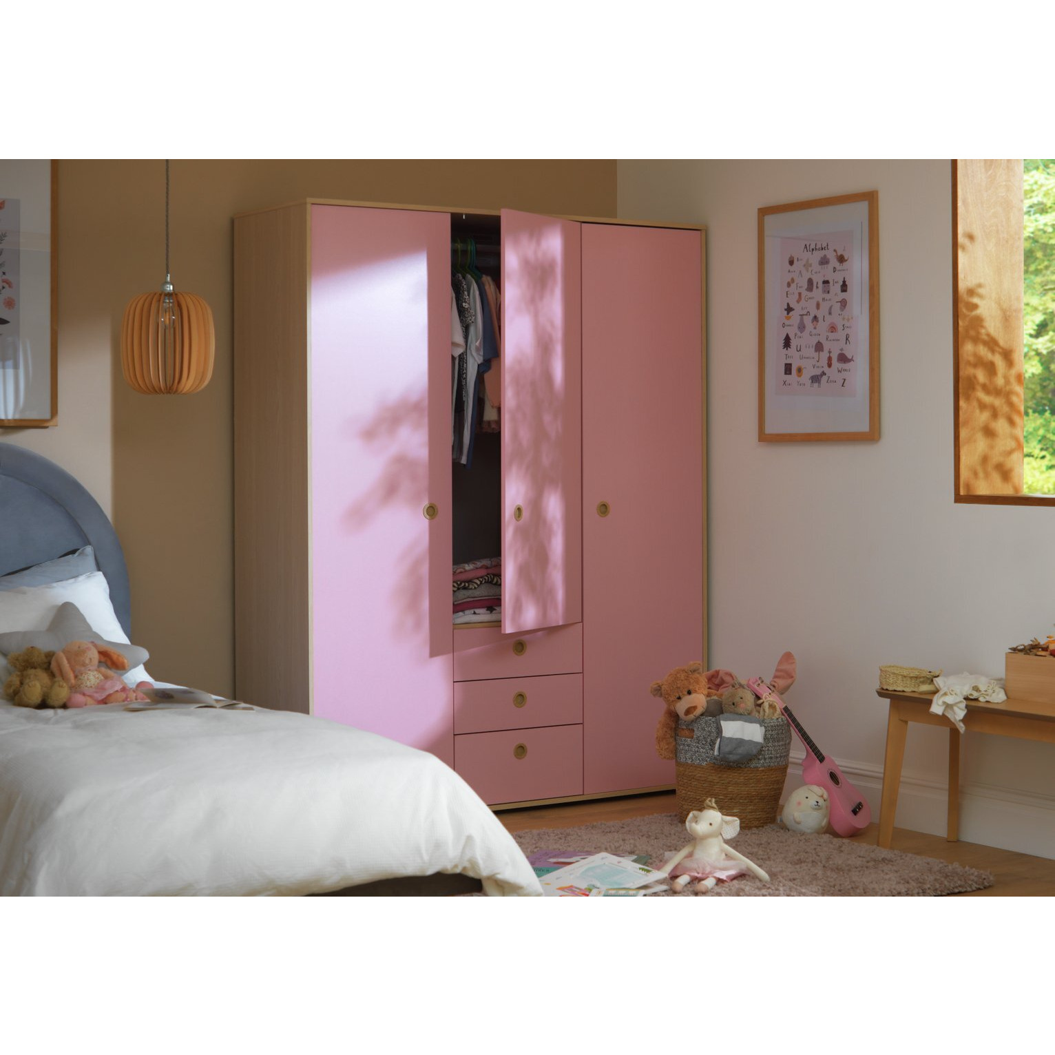 Habitat Camden 3 Door 3 Drawer Wardrobe Pink Acacia by Argos ufurnish