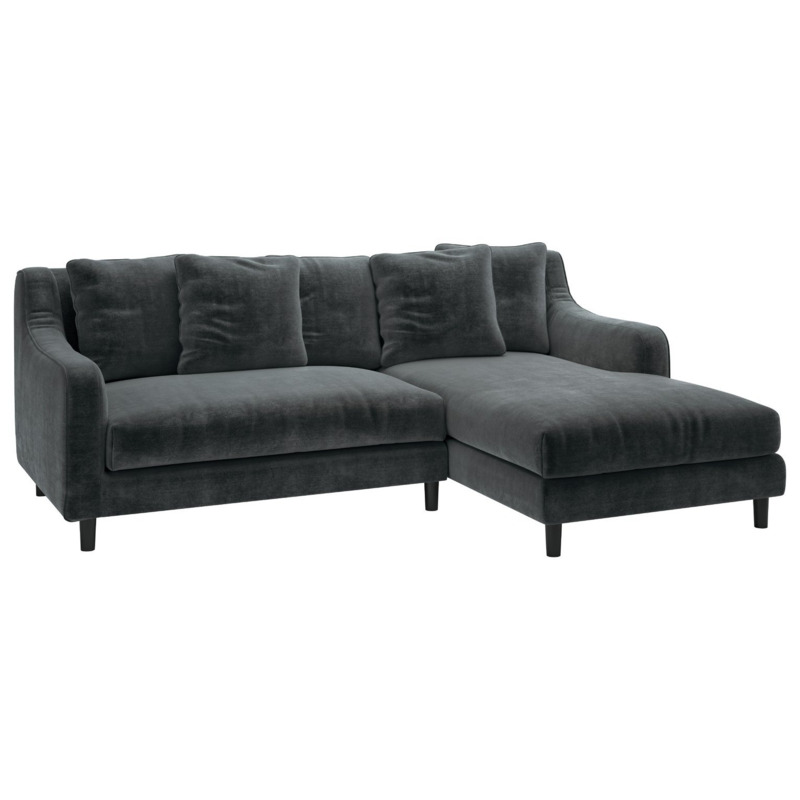 Habitat Swift Velvet Right Hand Corner Chaise Sofa-Dark Grey by Argos ...