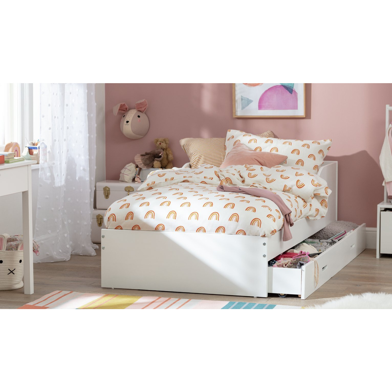 Habitat Rico Low Single Bed Frame - White by Argos | ufurnish.com
