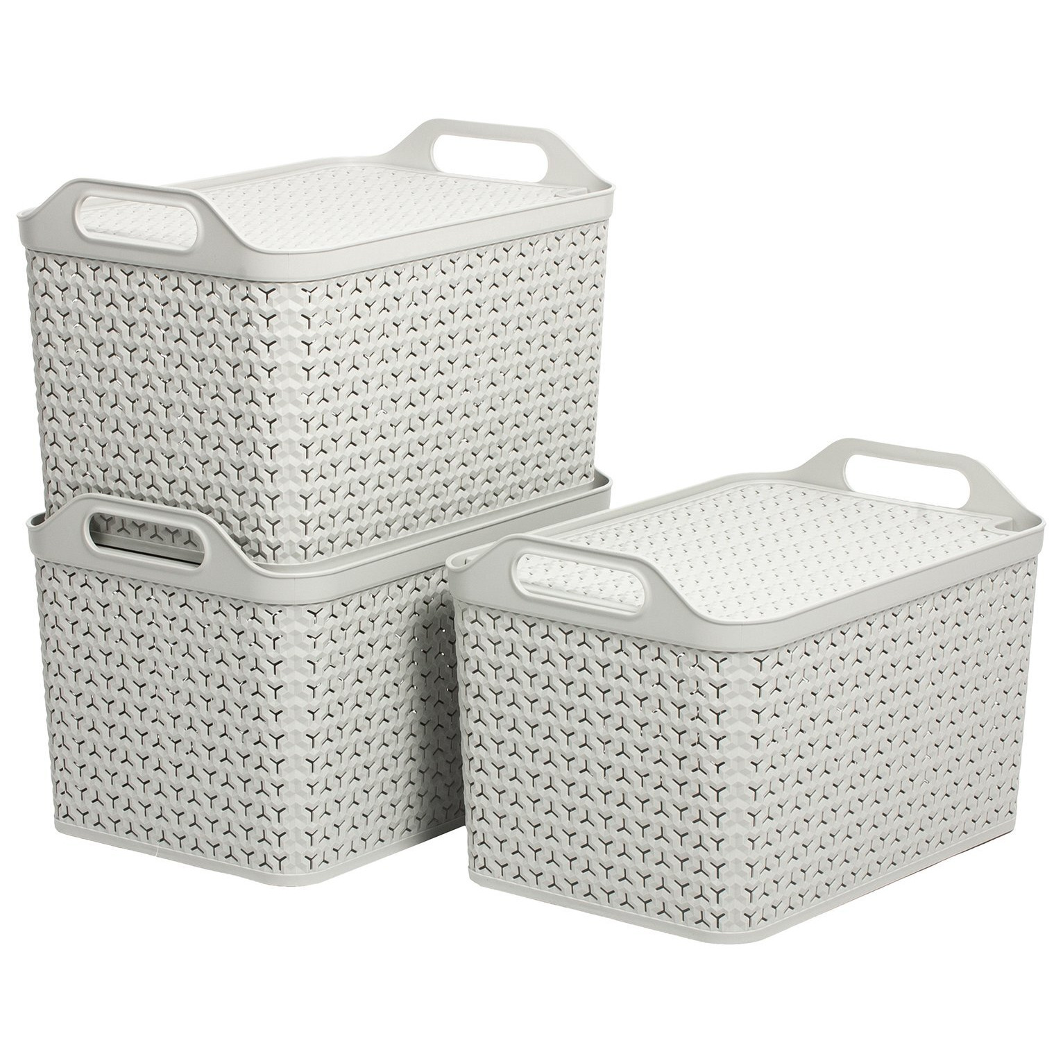 Strata 3 x 35L Urban Basket with Lid - Grey by Argos | ufurnish.com