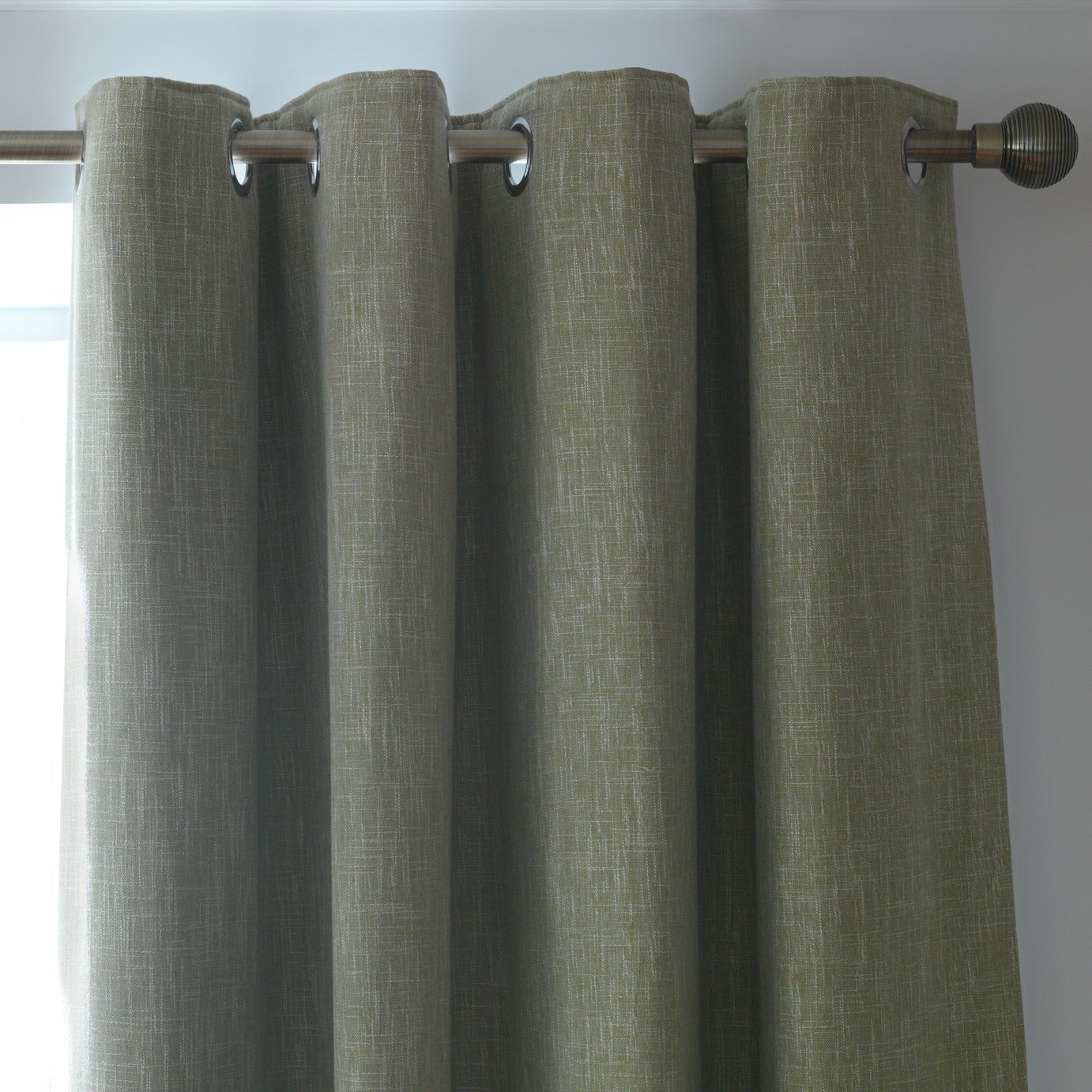 Habitat Blackout Thermal Linen Look Eyelet Curtains - Olive by Argos ...