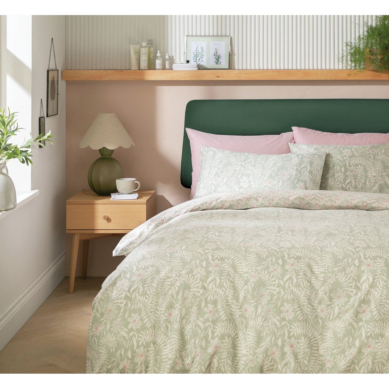 Habitat 180TC Meadow Fern Floral Green Bedding Set - Single by Argos ...