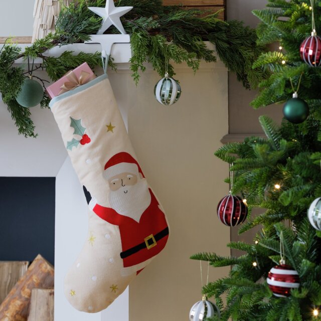 Habitat Cream Santa Christmas Stocking by Argos | ufurnish.com