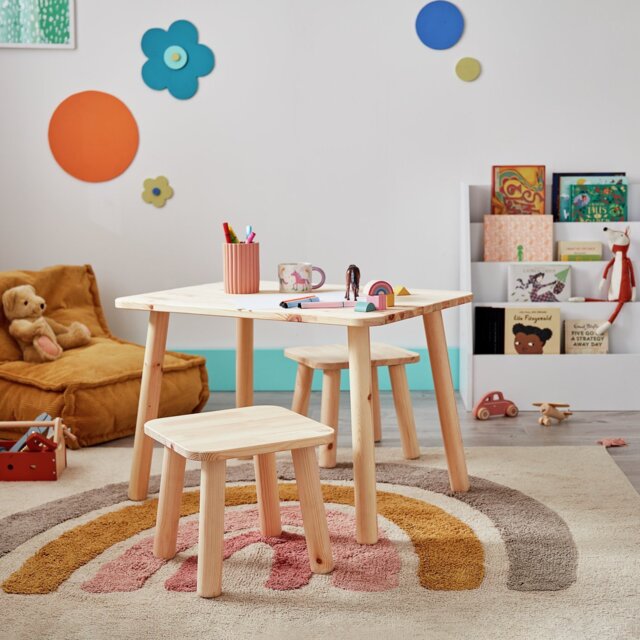 Habitat Kids Felix Table and 2 Chairs - Pine by Argos | ufurnish.com