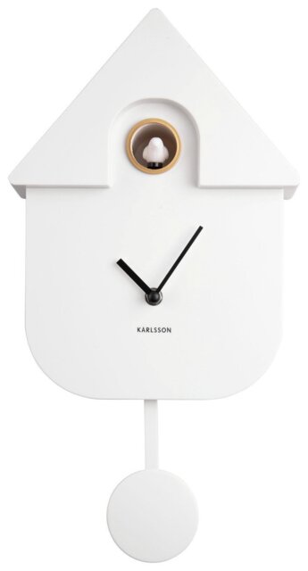 Karlsson Modern Cuckoo Pendulum Wall Clock - White by Argos | ufurnish.com