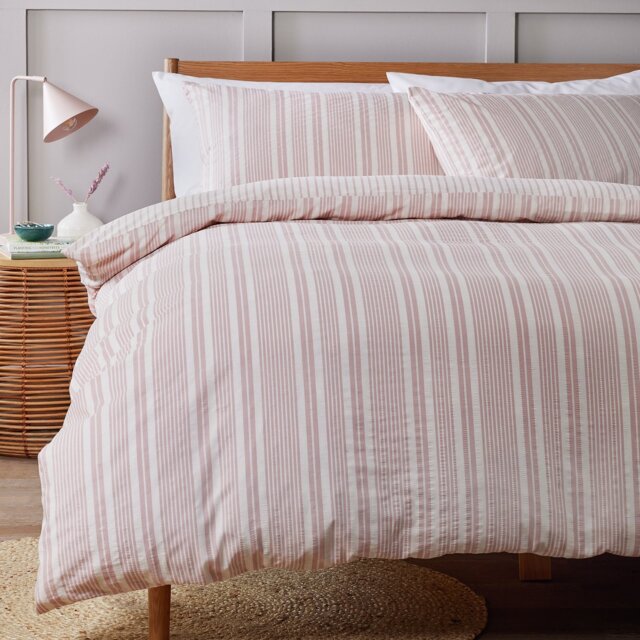 Argos Home Striped Seersucker Pink Bedding Set - King size by Argos ...