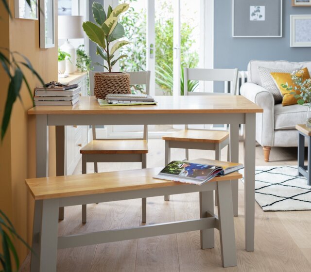 Argos Home Chicago Grey Dining Table, Bench & 2 Grey Chairs by Argos ...