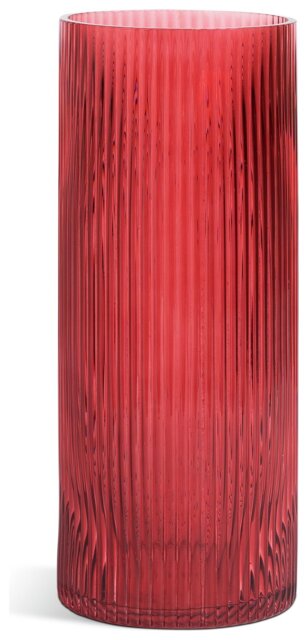 Habitat Ribbed Glass Vase - Red by Argos | ufurnish.com