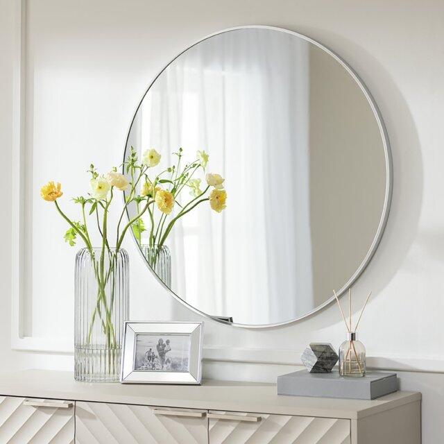 Habitat Silver Round Wall Mirror - 80x80cm by Argos | uFurnish.com