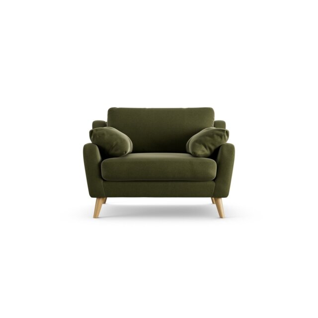 Habitat Ivor Velvet Cuddle Chair - Moss Green - Ash Leg by Argos ...