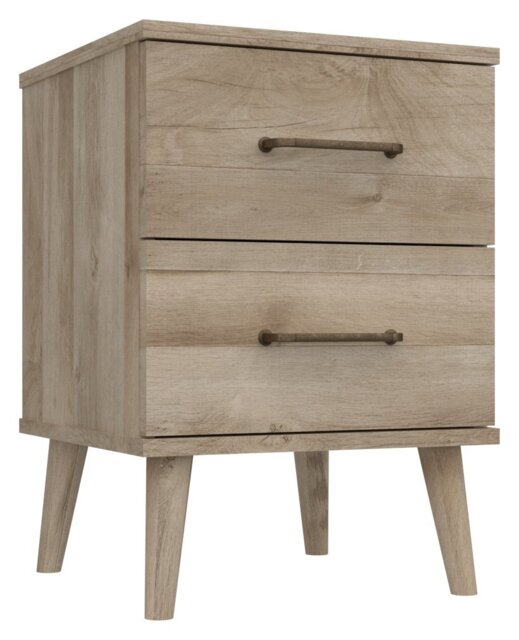 Sherwood 2 Drawer Bedside Table - Oak by Argos | ufurnish.com