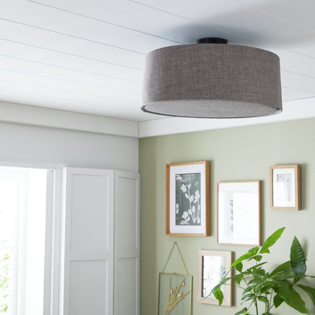 Habitat Diffused Shade Flush Ceiling Light - Matt Black&Grey by Argos ...