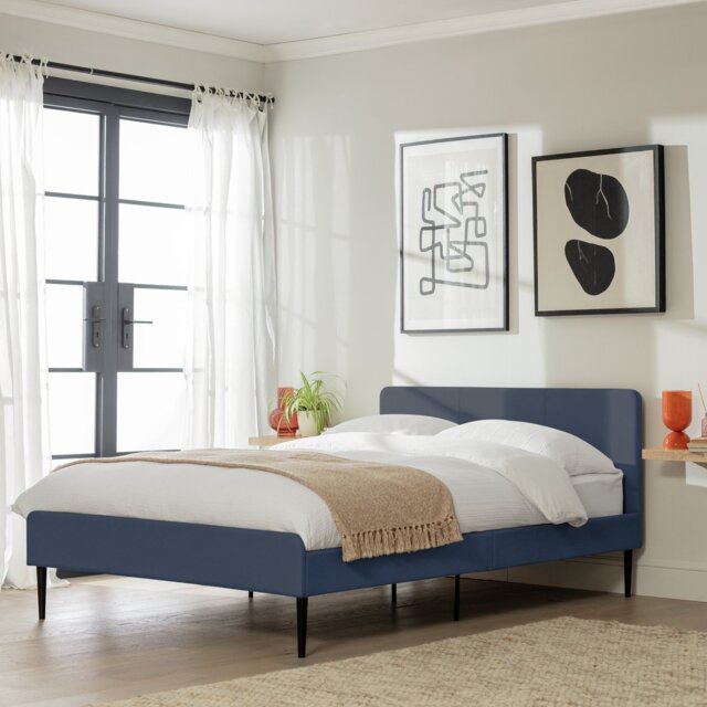 Argos Home Kristopher Double Bed Frame - Blue by Argos | ufurnish.com