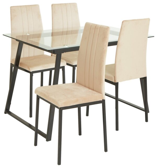 Argos Home Tyrus Glass Dining Table & 4 Natural Chairs by Argos ...