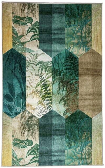 Habitat Eden Leaf Tile Green Flatweave Rug - 170x120cm by Argos ...