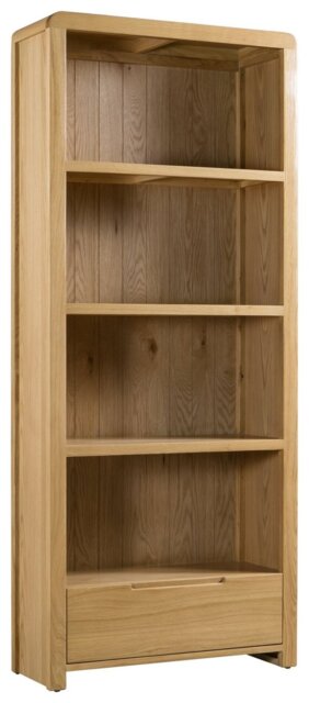 Julian Bowen Curve Tall Solid Wood Bookcase - Oak by Argos | ufurnish.com