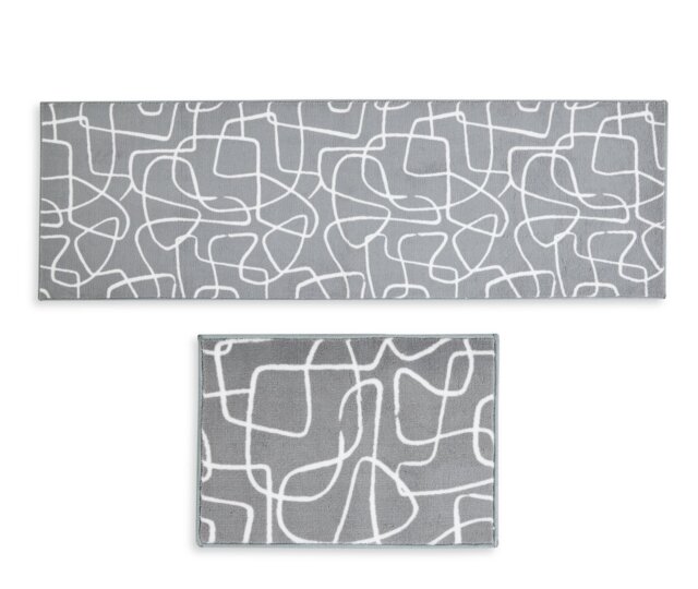 Argos Home Scribble Washable Grey Runner & Mat Set-180x57cm by Argos ...