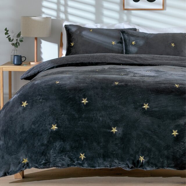 Argos Home Gold Embroidered Star Charcoal Bedding Set-S King by Argos ...