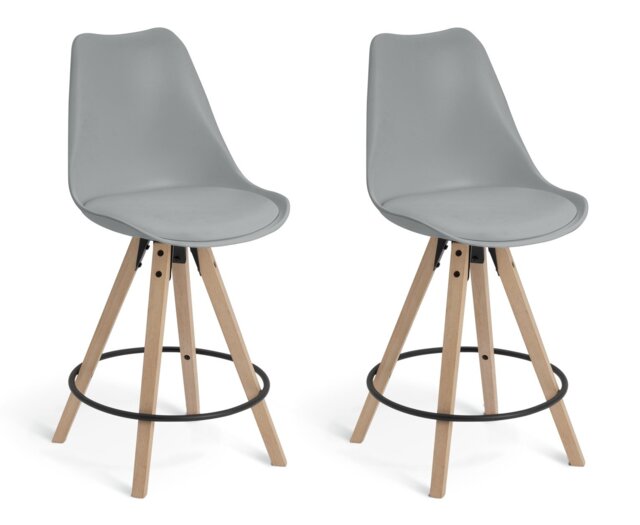 Habitat Jerry Pair of Counter Bar Stools - Grey by Argos | ufurnish.com