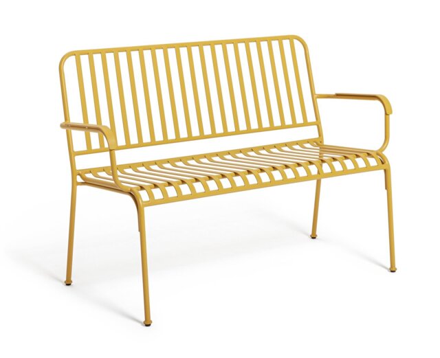 Habitat Indu 2 Seater Metal Garden Bench - Yellow by Argos | ufurnish.com