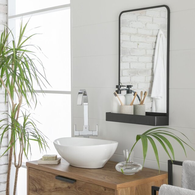 Innova Black Metal Square Mirror with Shelf - 65x40cm by Argos ...