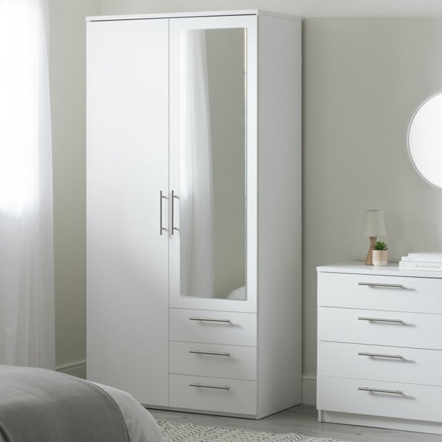 Argos Home Brisbane 2 Door 3 Drawer Mirror Wardrobe - White by Argos ...