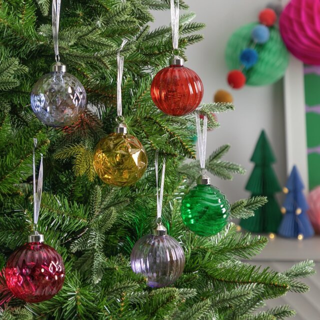 Habitat Pack of 6 Colour Twisted Glass Christmas Baubles by Argos ...