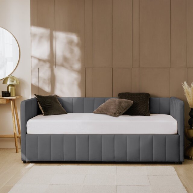 Argos Home Pandora Velvet Trundle Day Bed - Grey by Argos | ufurnish.com