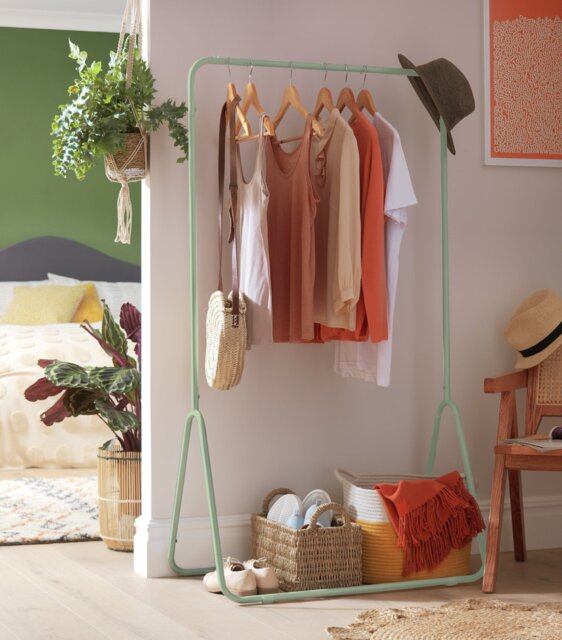 Habitat Arnie Single Clothes Rail - Sage Green by Argos | ufurnish.com
