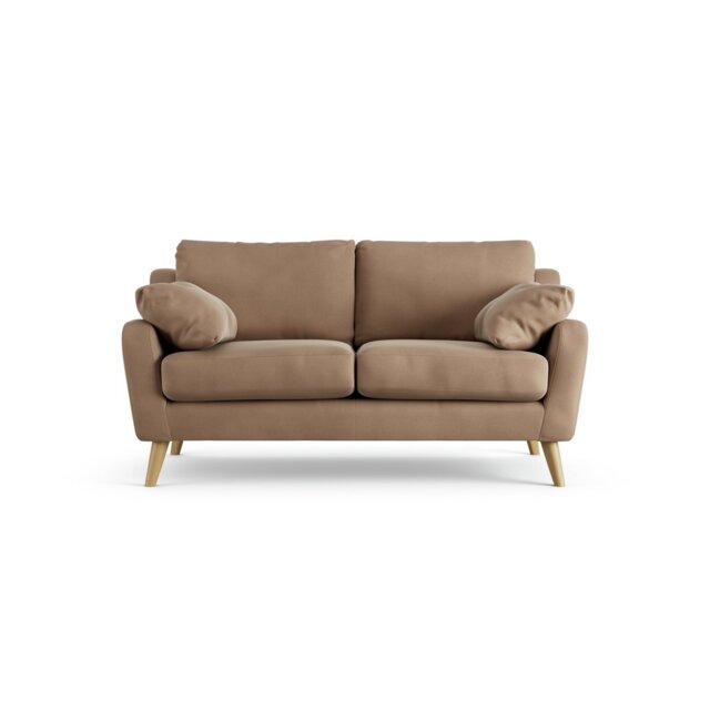 Habitat Ivor Velvet 2 Seater Sofa - Latte - Ash Leg by Argos | ufurnish.com